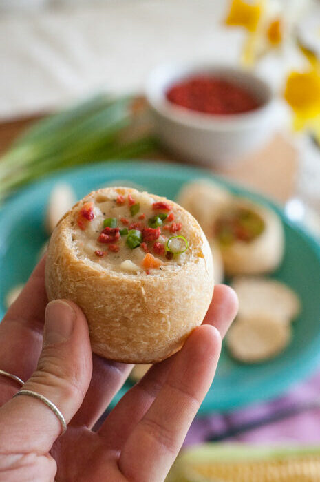 Mini Bread Bowls with Corn Chowder - Rill's Specialty Foods